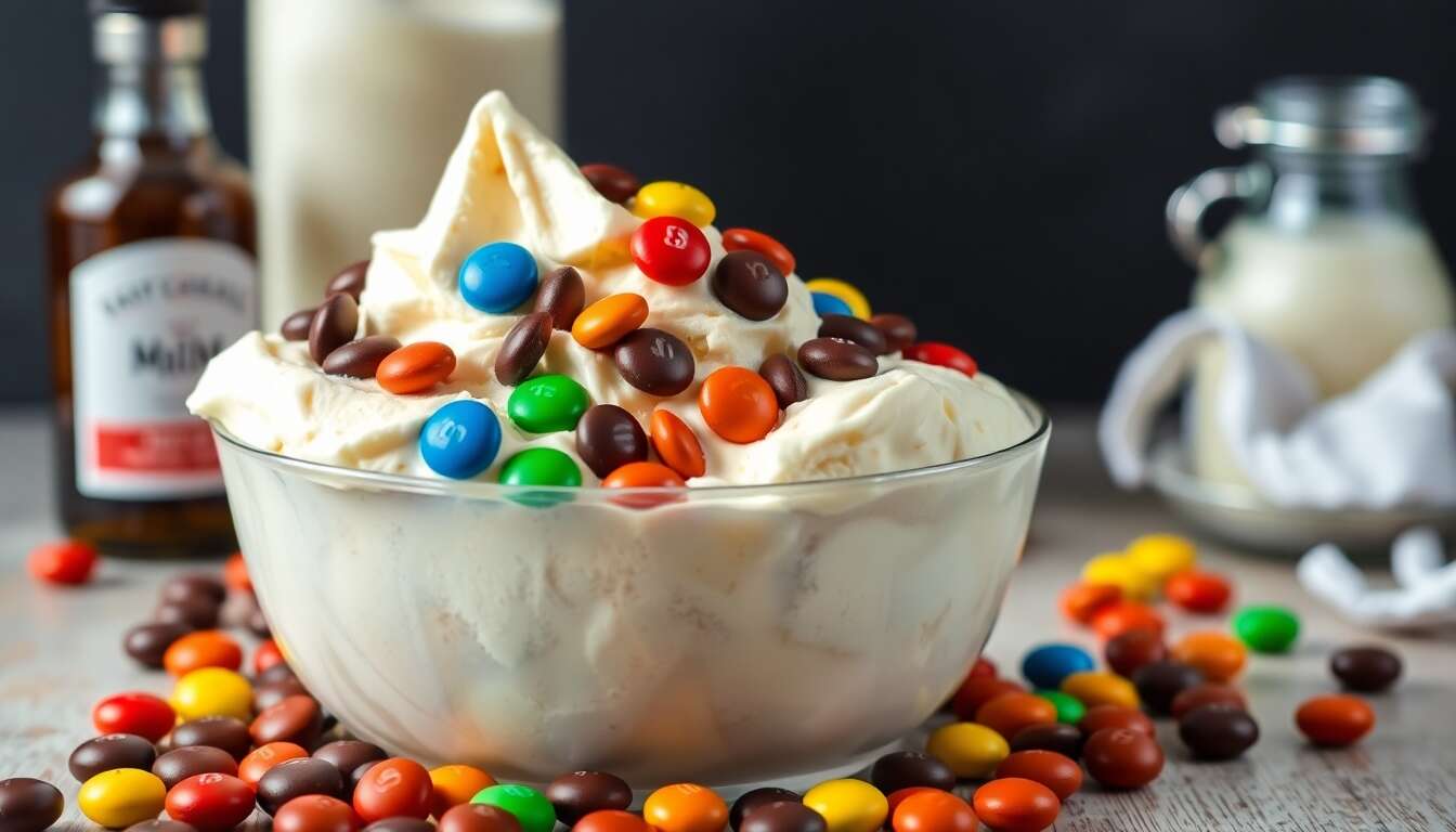 Glace maison vanille-mascarpone avec M&M's croquants